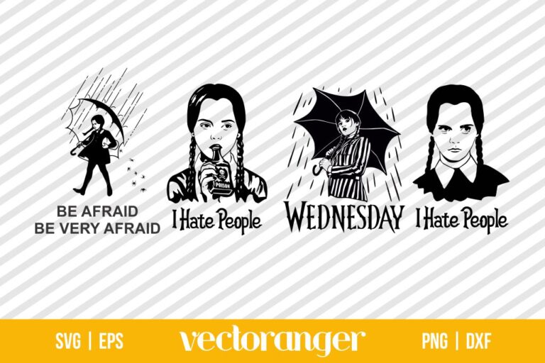 Wednesday Addams Face SVG Bundle | Vectoranger