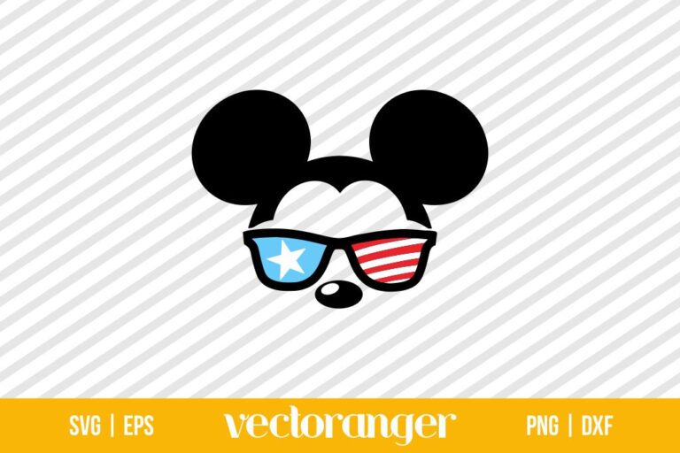 Cool Mickey Mouse American Flag Sunglasses SVG | Vectoranger